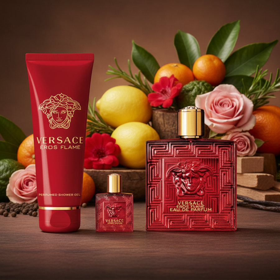 Versace Eros Flame Pour Homme Estuche edp 100ml + 5ml + S/G 150ml Homb